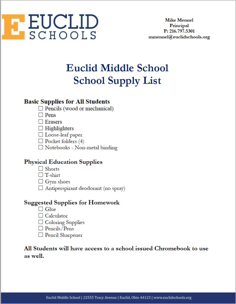High School Supplies List